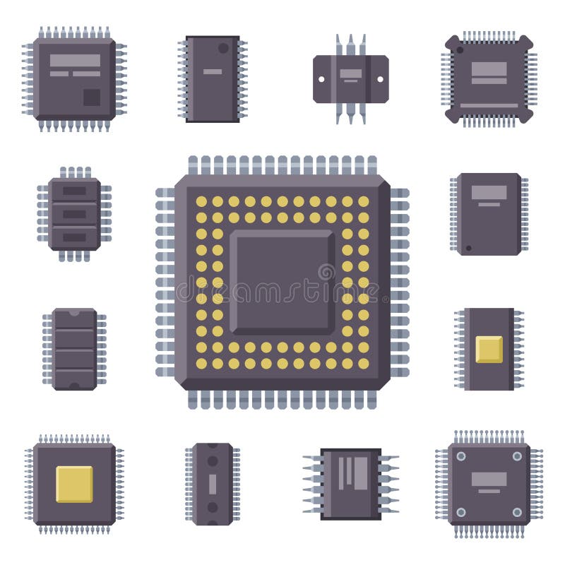CPU Microprocessors Microchip Vector Illustration Hardware Component ...