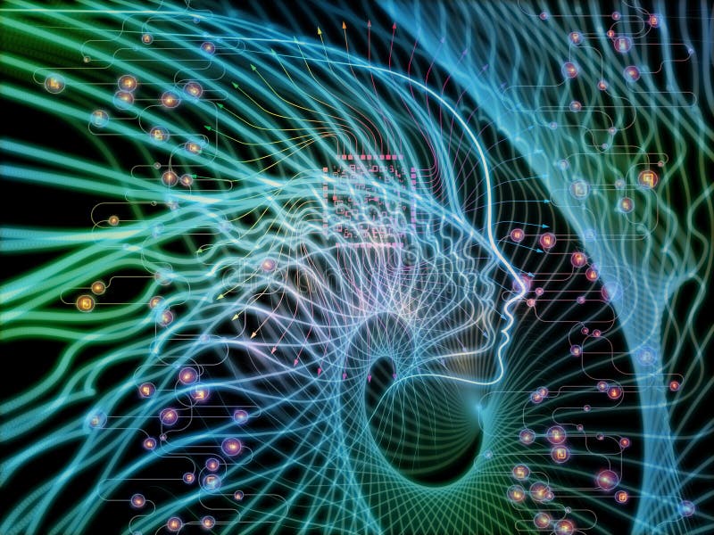 Glow of Machine Consciousness Stock Illustration - Illustration of ...