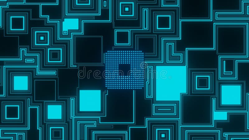 Cpu Modern Processor Abstract Technology 3d Render Stock