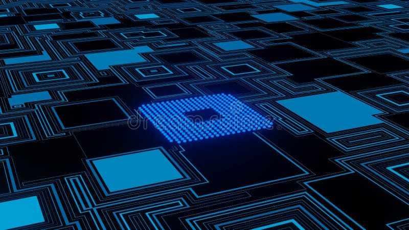 Cpu Modern Processor Abstract Technology 3d Render Stock