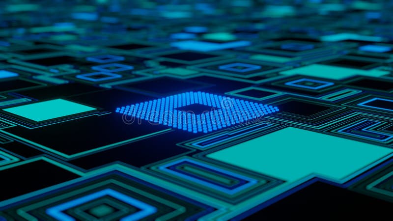 Cpu Modern Processor Abstract Technology 3d Render Stock