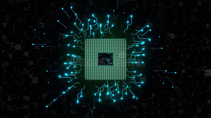 CPU. Modern Processor. Motherboard. Computer Chip with Connections and ...