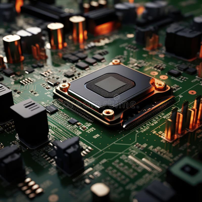 CPU on the motherboard stock illustration. Illustration of information ...