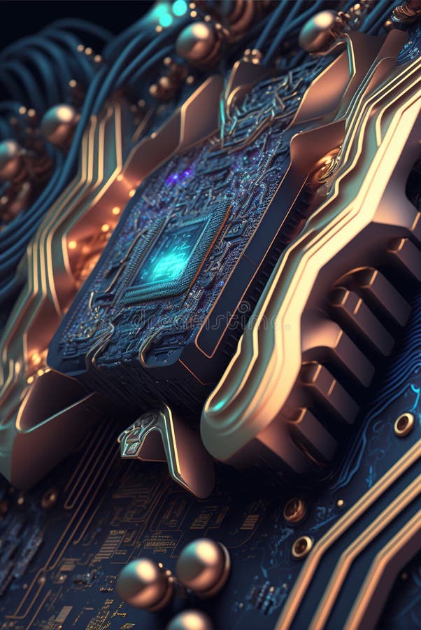 CPU Motherboard Central Computer Processor Quantum Concept 3D ...