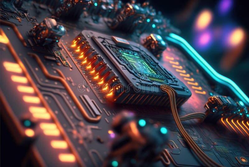 CPU Motherboard Central Computer Processor Quantum Concept 3D Illustration, Quantum Technology ...