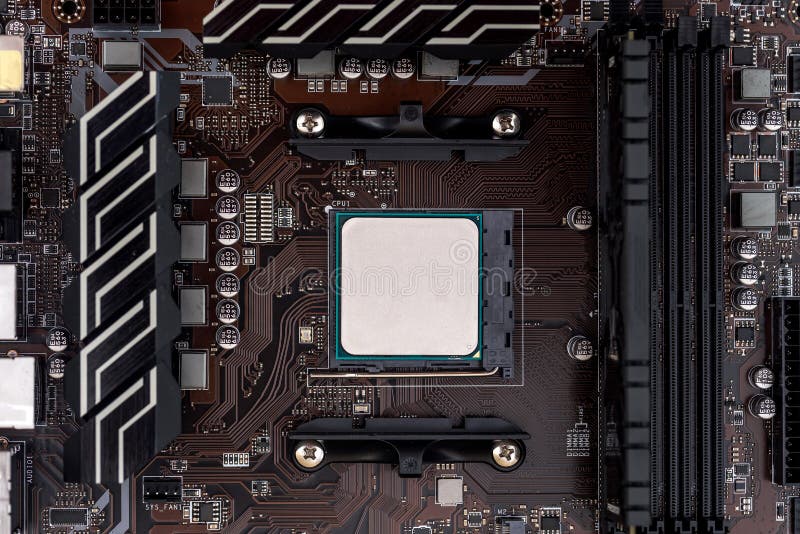CPU on Motherboard Close Up, Computer Theme Stock Image - Image of ...