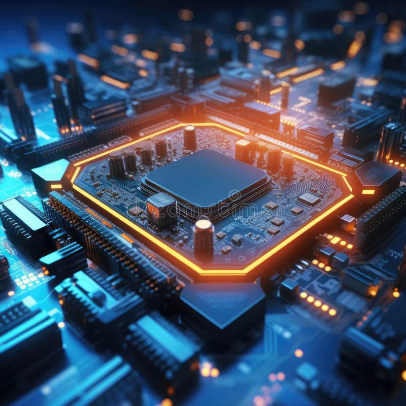 CPU on the motherboard stock illustration. Illustration of digital ...