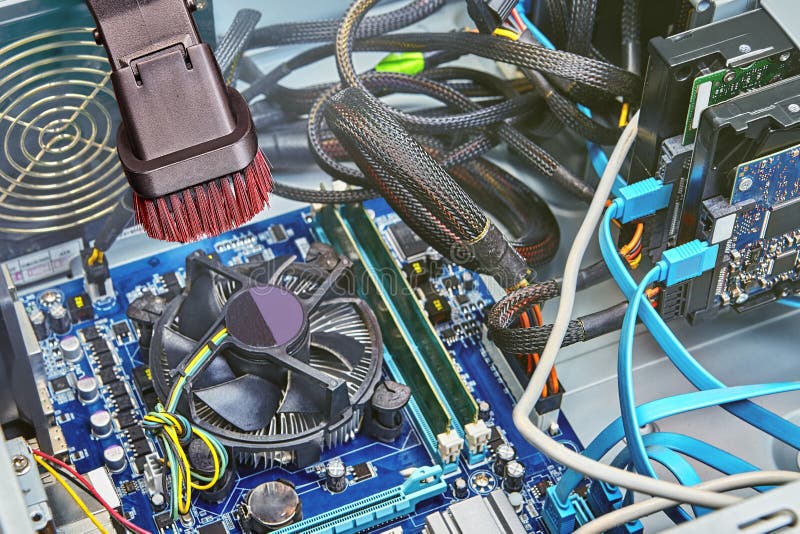 CPU and Motherboard of Desktop Computer is Cleaning from Dust Stock ...