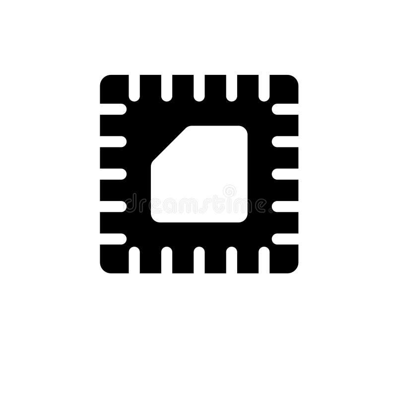 Cpu on Motherboard, Hardware Chip Solid Flat Vector Icon Isolated on ...