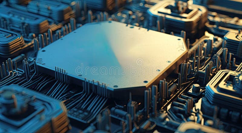 CPU on the motherboard stock illustration. Illustration of ...
