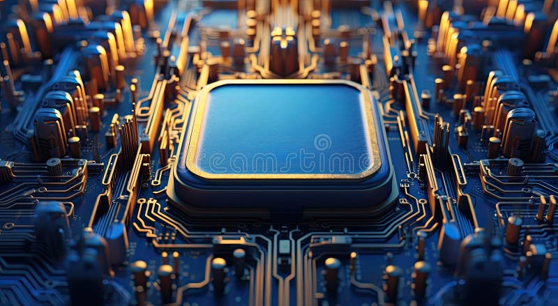 CPU on the motherboard stock photo. Image of component - 286045954