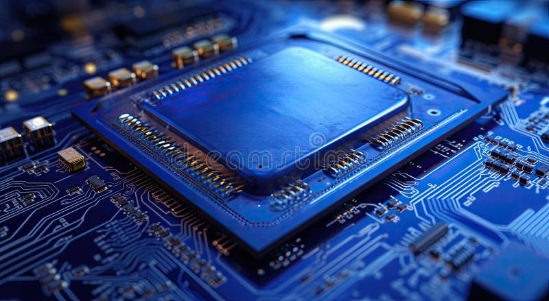 CPU on the motherboard stock illustration. Illustration of ...