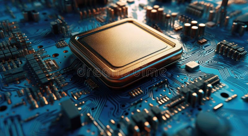 CPU on the motherboard stock illustration. Illustration of processor ...