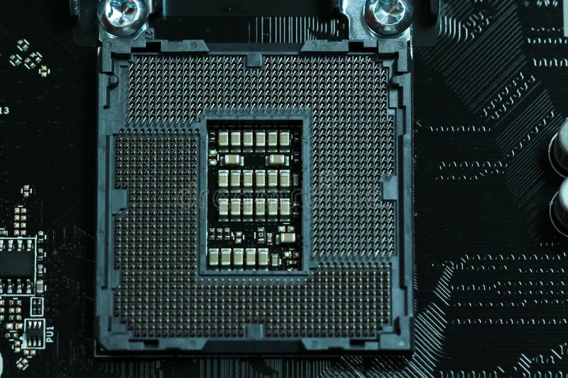 Cpu Motherboard Socket Lga1151 Stock Photo - Image of electronics, pins ...