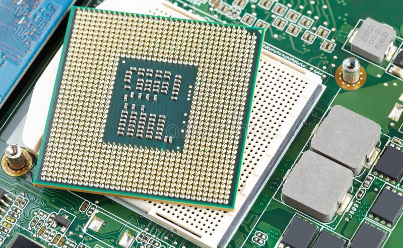 CPU on the Motherboard Top View Stock Image - Image of information ...