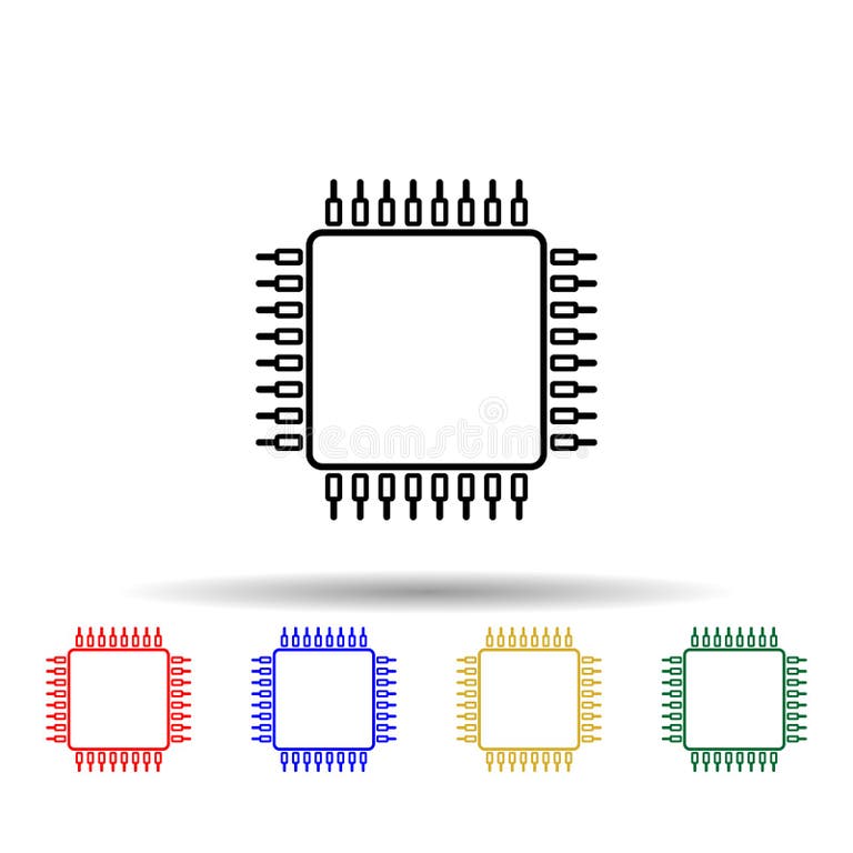 CPU Multi Color Style Icon. Simple Thin Line, Outline Vector of Computer Parts Icons for Ui and ...