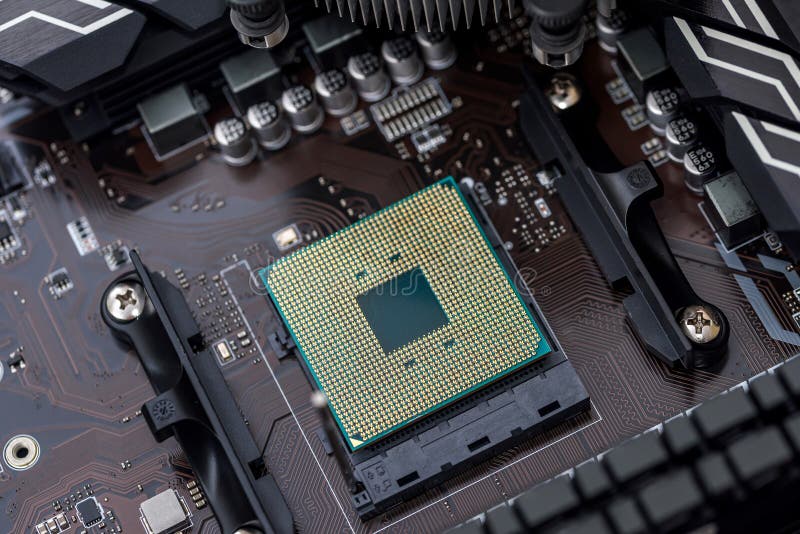 Cpu of Personal Computer Top View at Motherboard Stock Image - Image of ...
