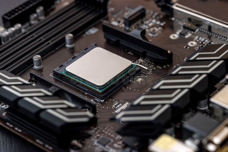 Cpu of Personal Computer Top View at Motherboard Stock Photo - Image of ...