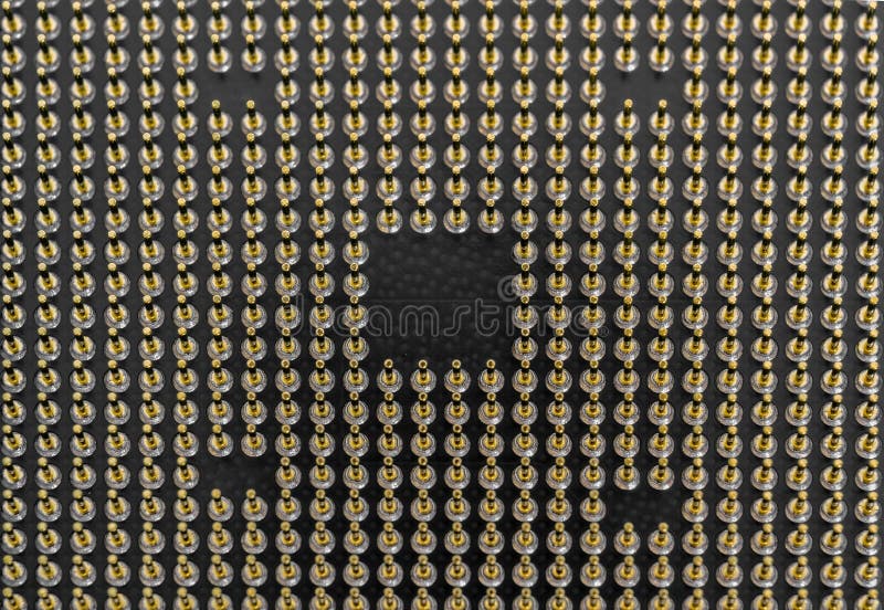 Cpu Pin Grid Array Close Tilted Bottom Of Computer Microprocessor Stock Image Image Of