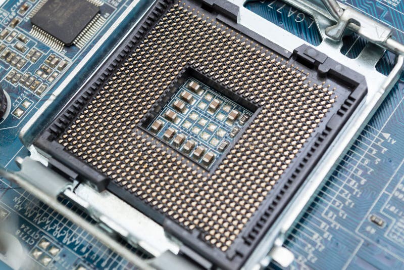CPU Placed on the Socket of the Motherboard. Place for the Processor ...