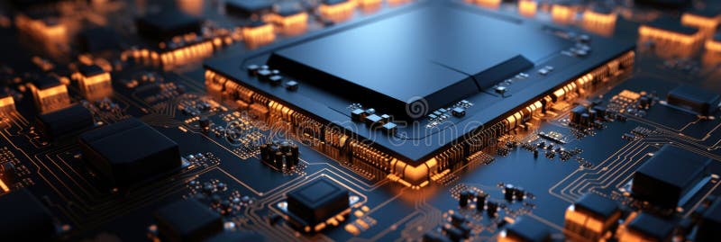 CPU on a Printed Circuit Board, Electronic Technology Concept ...