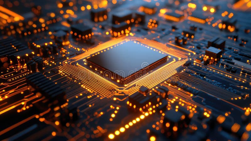 Cpu Processing Data on Glowing Circuit Board Stock Photo - Image of coding, communication: 407253984