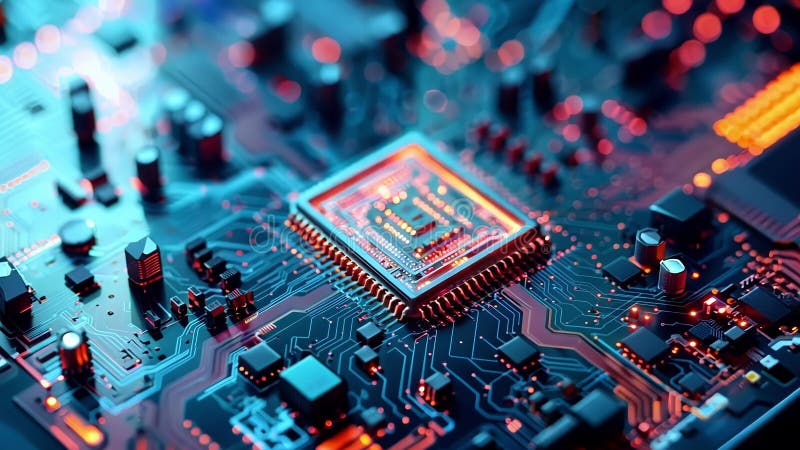 Cpu Processing Data on Motherboard with Red Lights Stock Footage ...