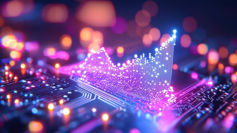Cpu Processing Data Stream on Motherboard, Showing Futuristic ...