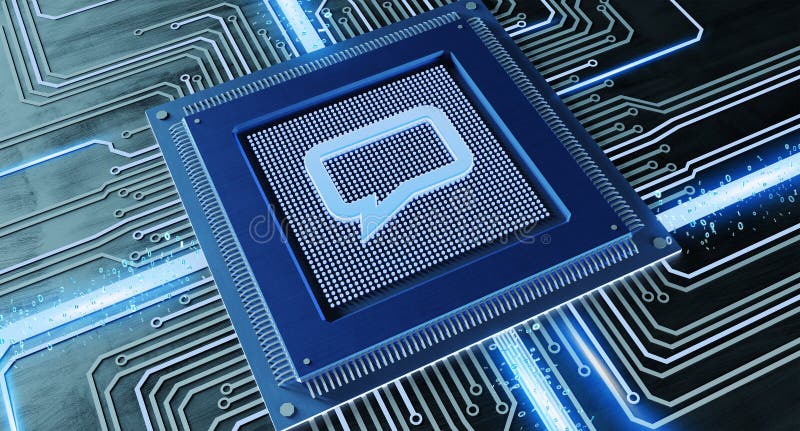 CPU Processor Chip with a Message and Network Connection on a Ci Stock ...