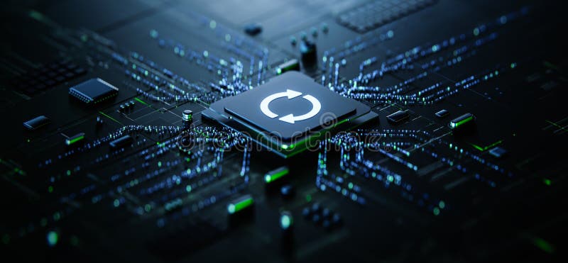 CPU Processor Chip with Software Update Icon -Technology Upgrade ...