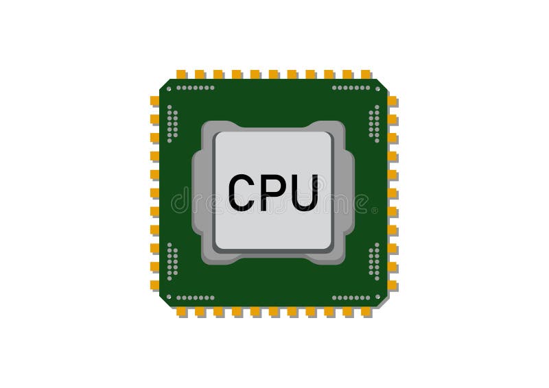 CPU Processor Clipart Flat Design on White Background Stock ...