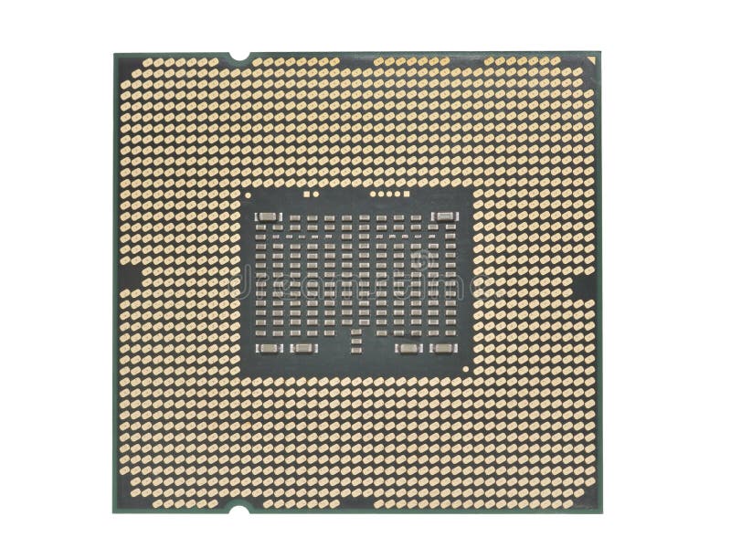 CPU Processor Close Up from Contacts Isolated on a White Background ...
