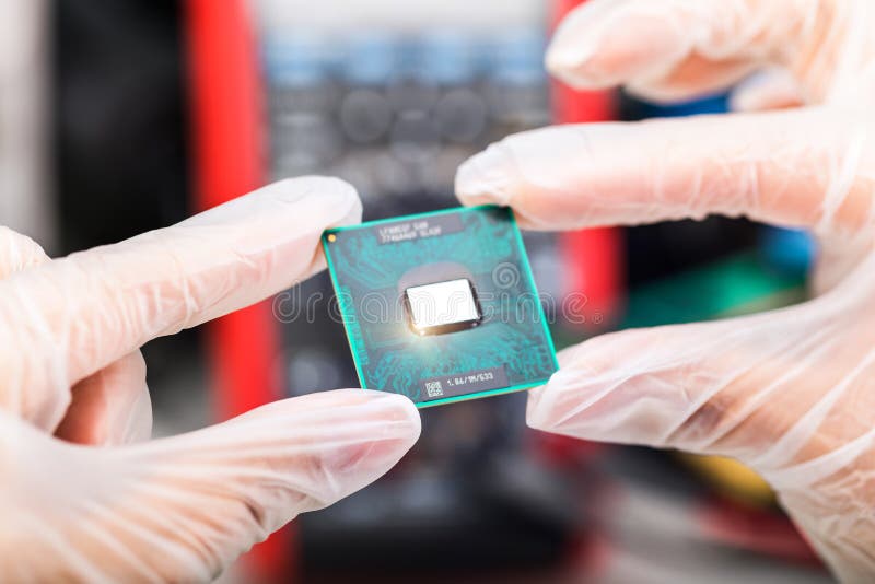 CPU processor in hands stock image. Image of device, manufacturing ...