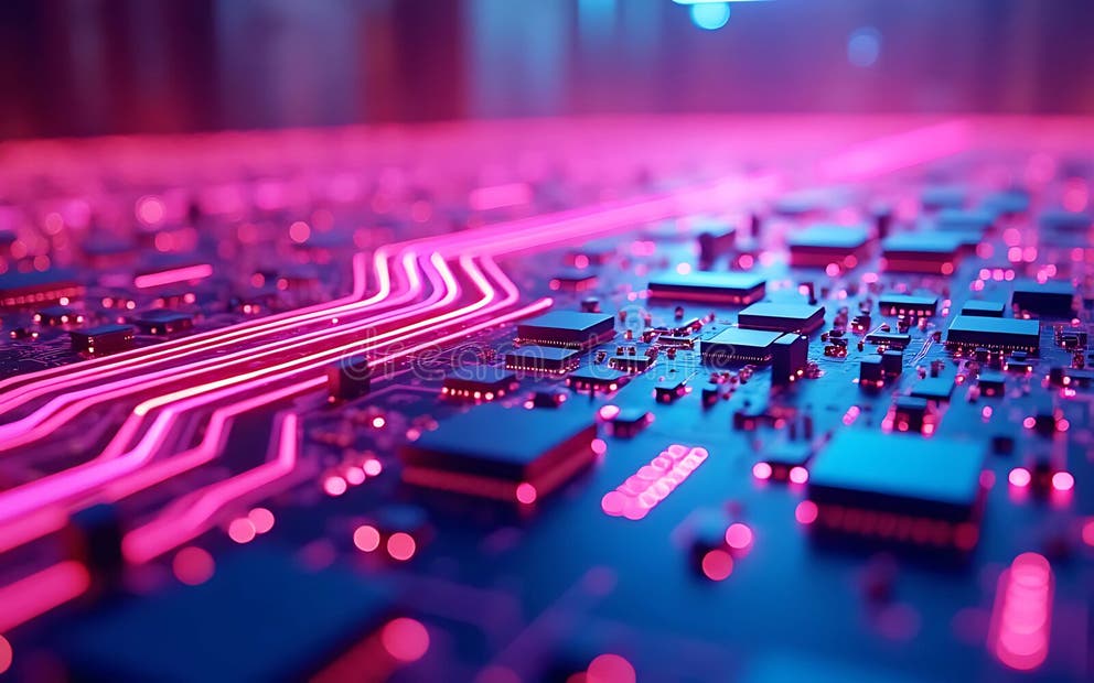 CPU Processor Microchip Circuit Board Illustration Created, Neural ...