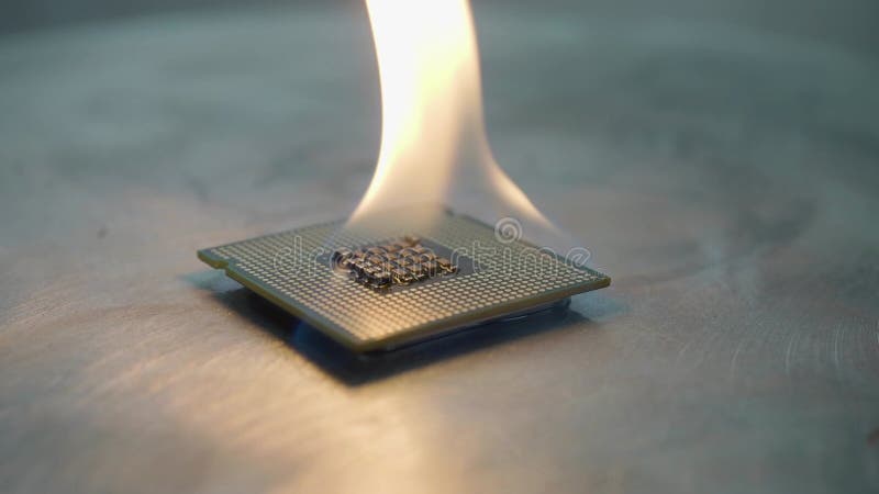 Processor or Microchip and Electronic Signals on Motherboard Circuit ...