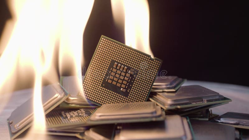 Processor or Microchip and Electronic Signals on Motherboard Circuit ...