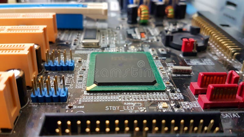 Cpu Processor on Motherboard of a Modern Computer Microchip Editorial ...
