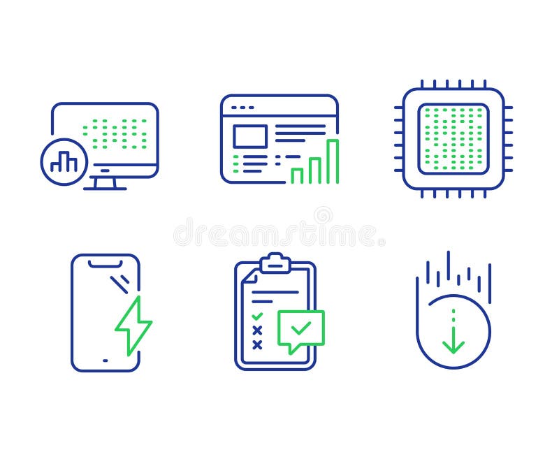 Processor and Smartphone Line and Solid Icon, Smartphone Review Concept ...