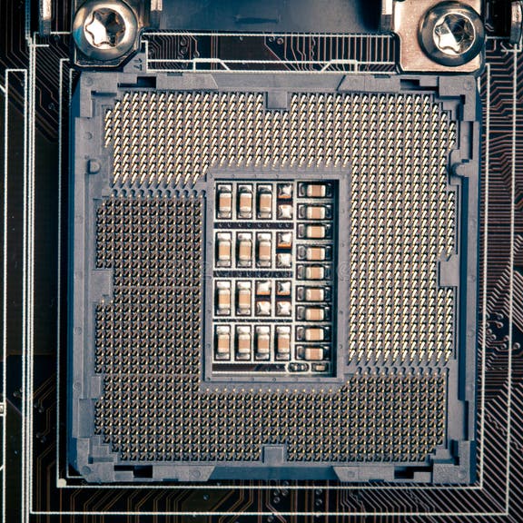 Cpu Processor Socket Pins on Motherboard Stock Photo - Image of close ...