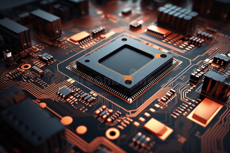 CPU Processor Unit Chip on Motherboard of Computer Stock Photo - Image ...