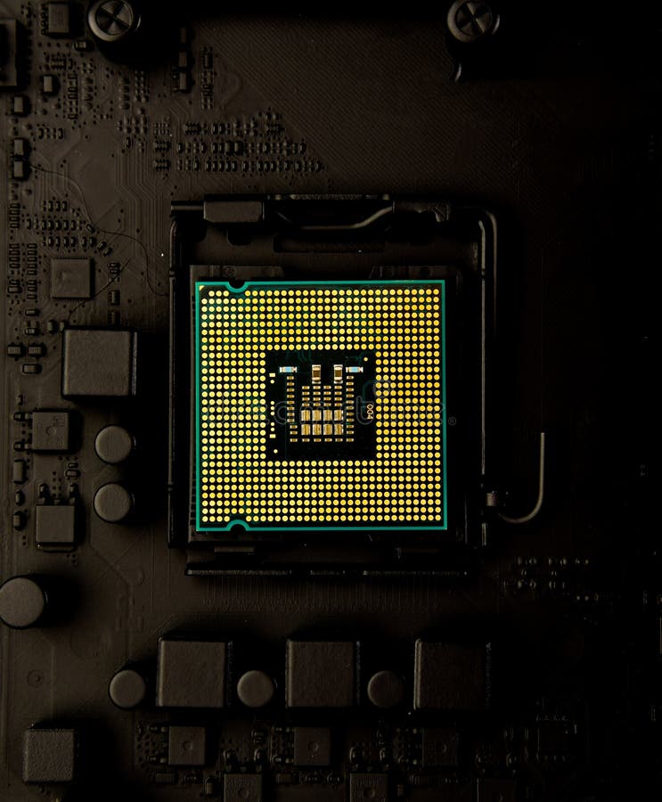 Cpu Put on Black Motherborard Stock Image - Image of intelligence ...
