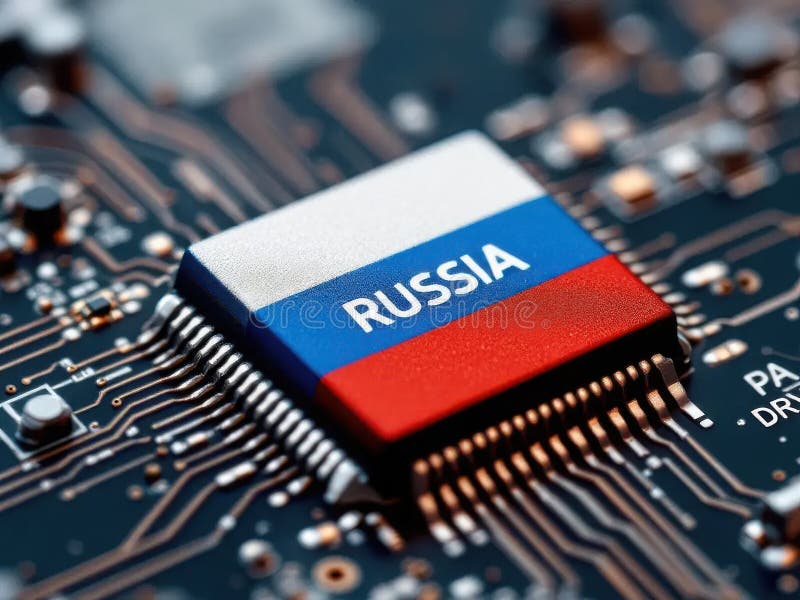 CPU with Russian Flag Concept Stock Illustration - Illustration of ...