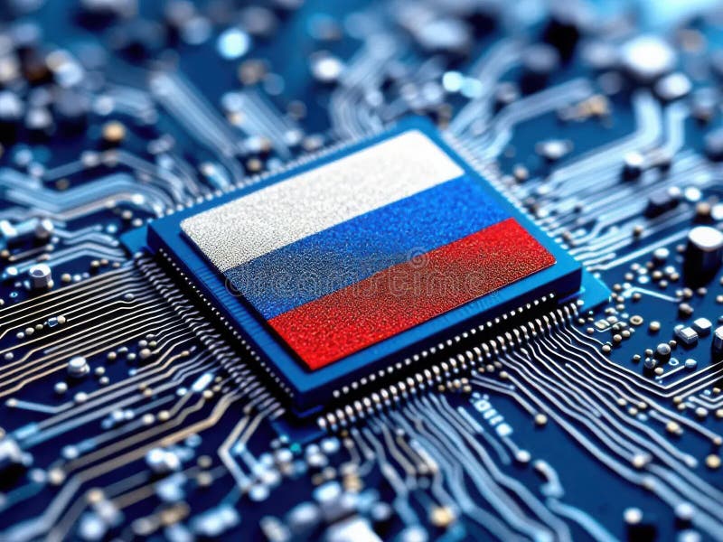 CPU with Russian Flag Concept Stock Illustration - Illustration of ...