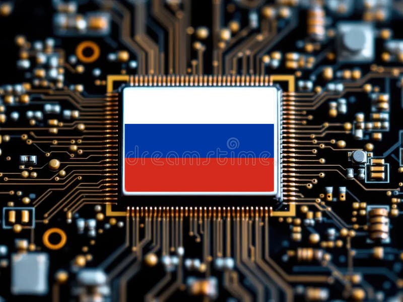 CPU with Russian Flag Concept Stock Illustration - Illustration of ...