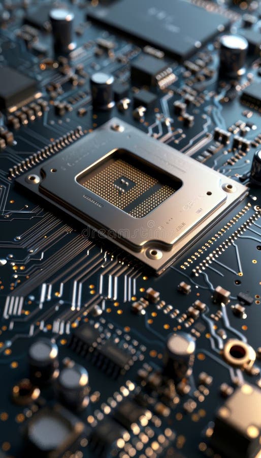 Cpu with Semiconductor Components, Showcasing Precision and Complexity ...