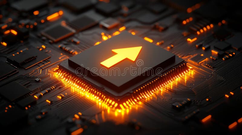 Cpu Showing Upload Arrow on Circuit Board: Sending Data To the Cloud ...