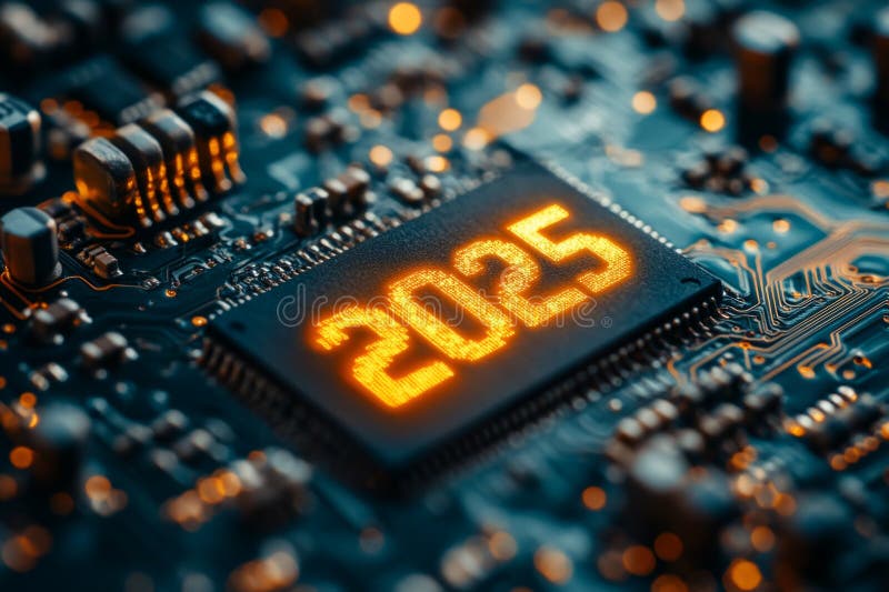 Cpu Showing the Year 2025 on Circuit Board Stock Image - Image of ...