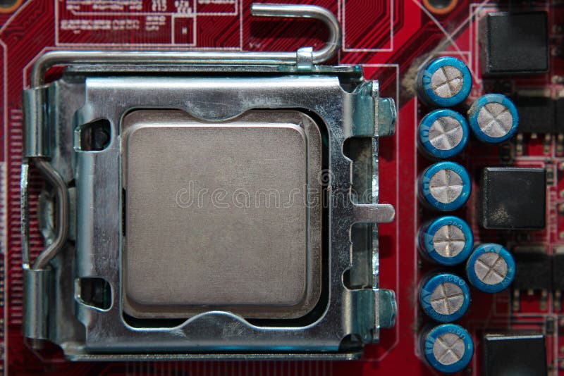 CPU-Sockel Auf Motherboard Mit Installierte Einen Prozessor Stockbild ...