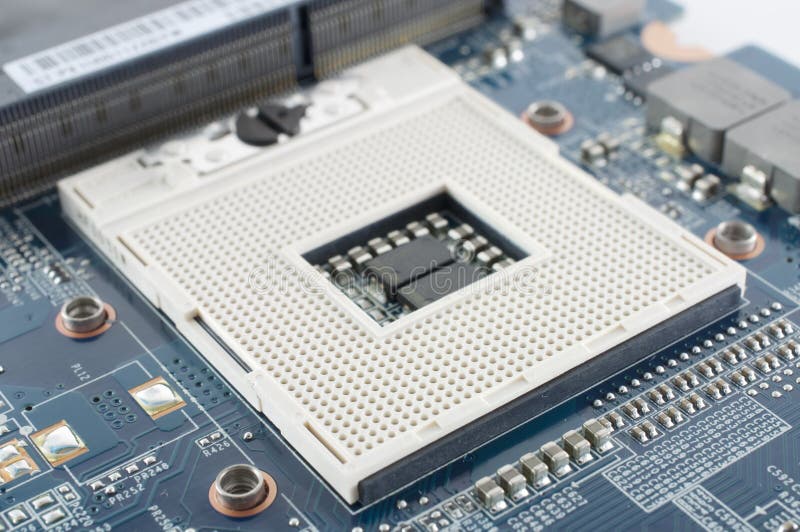 CPU Socket in an Angled View Stock Photo - Image of lock, information ...
