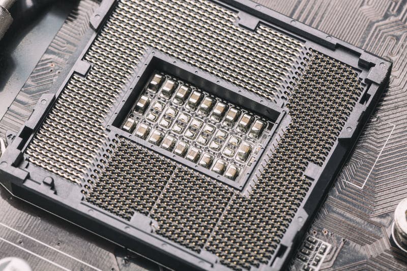 CPU Socket of Computer. Close Up Image with Selective Focus Stock Image ...
